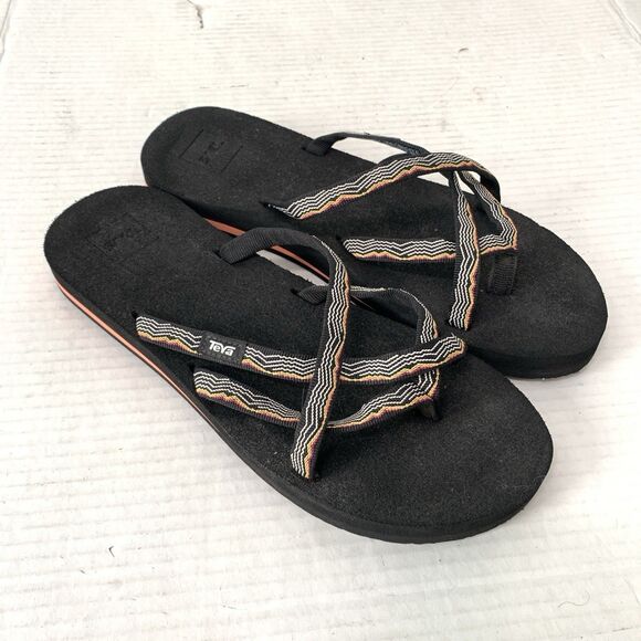 Teva | Shoes | Teva Olowahu Womens Flip Flop Sandals Thong Black ...